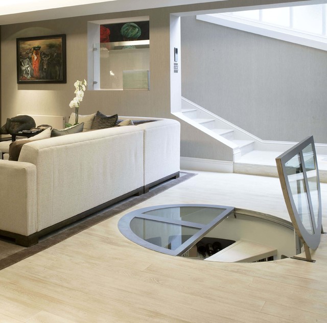 Spiral Cellar With Round Glass Trap Door