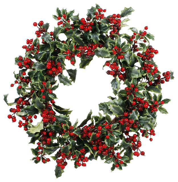 Silk Berry Holly Wreath 24 Traditional Wreaths And Garlands San