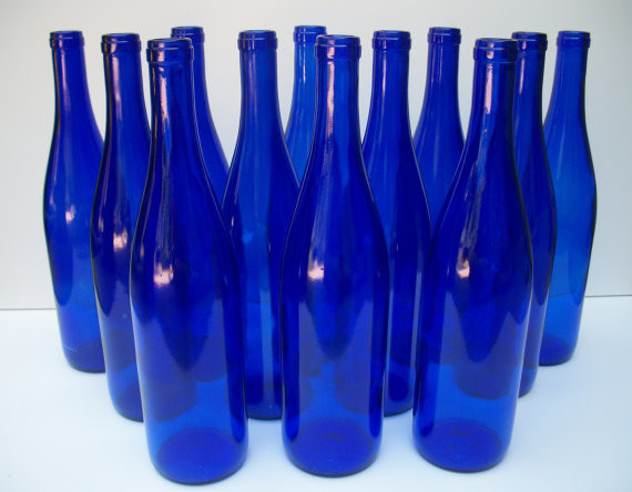 Cobalt Blue Wine Bottles By Through The Window Pane Contemporary Serveware By Etsy