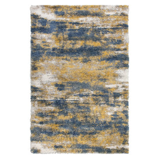 Noori Rug Shag Madison Blue/Gold Rug, 2'11" x 4'11" - Contemporary ...