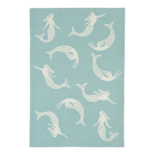 Liora Manne Capri Mermaids Indoor/Outdoor Rug, Blue, 90"x114" - Beach ...