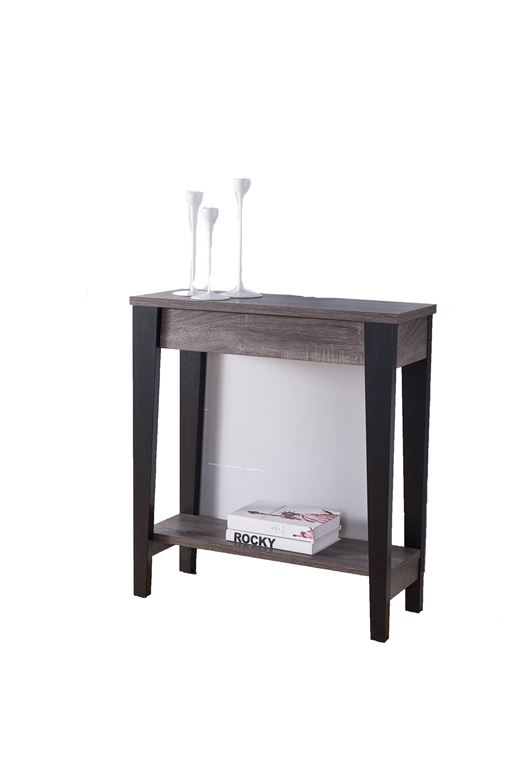 Transitional Modern Entry Console Table With Drawer, Black & Distressed ...