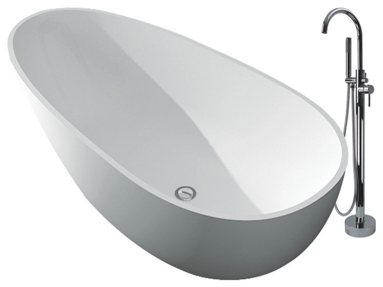 Transolid Marisol 58"x29"x23" Freestanding Tub and Faucet Kit, White ...