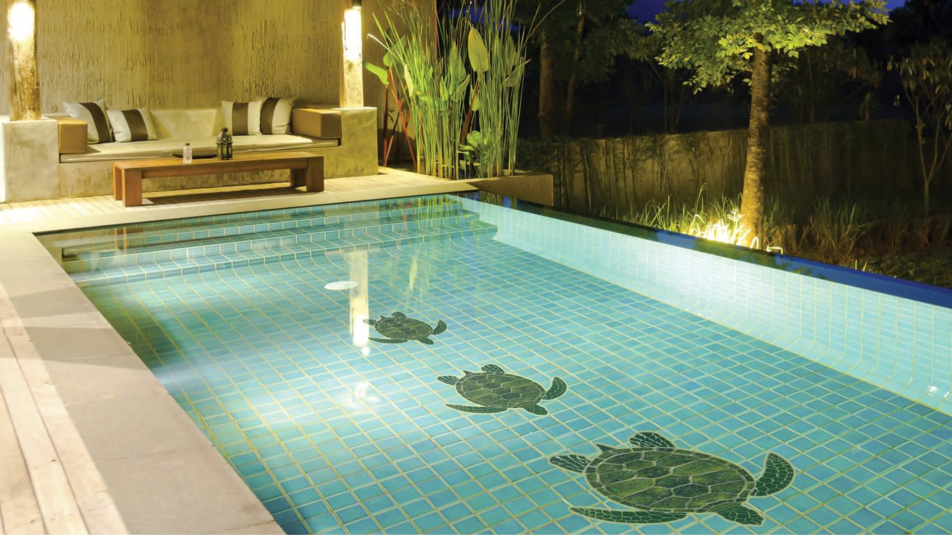 Sea Turtle Ceramic Swimming Pool Mosaic, 19"x17" with shadow - Beach ...