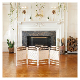 2 ft. Short Fiber Weave Room Divider, 4 Panel - Tropical - Screens And ...