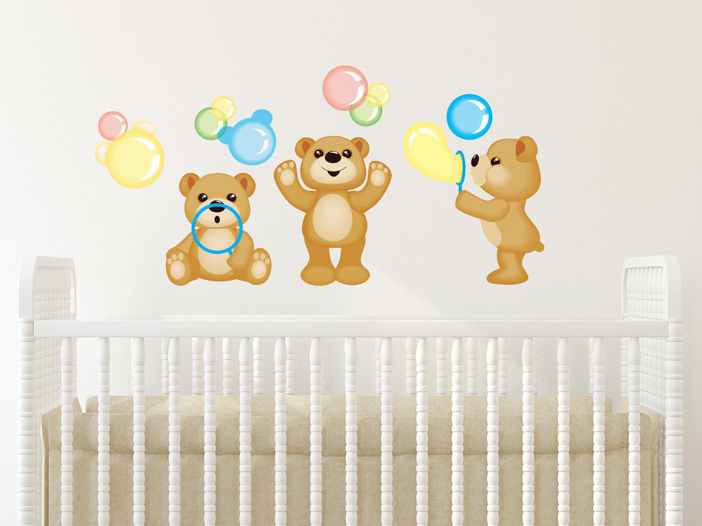 Teddy Bears Fabric Wall Decals, Set of Three - Contemporary - Wall ...