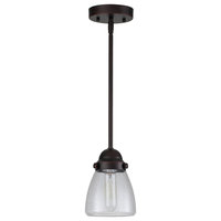 Yellowstone 1-Light Oil Rubbed Bronze Pendant With Seeded Glass Shade ...