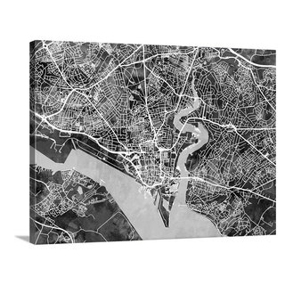 Southampton England City Map Wrapped Canvas Art Print, 24"x18 ...