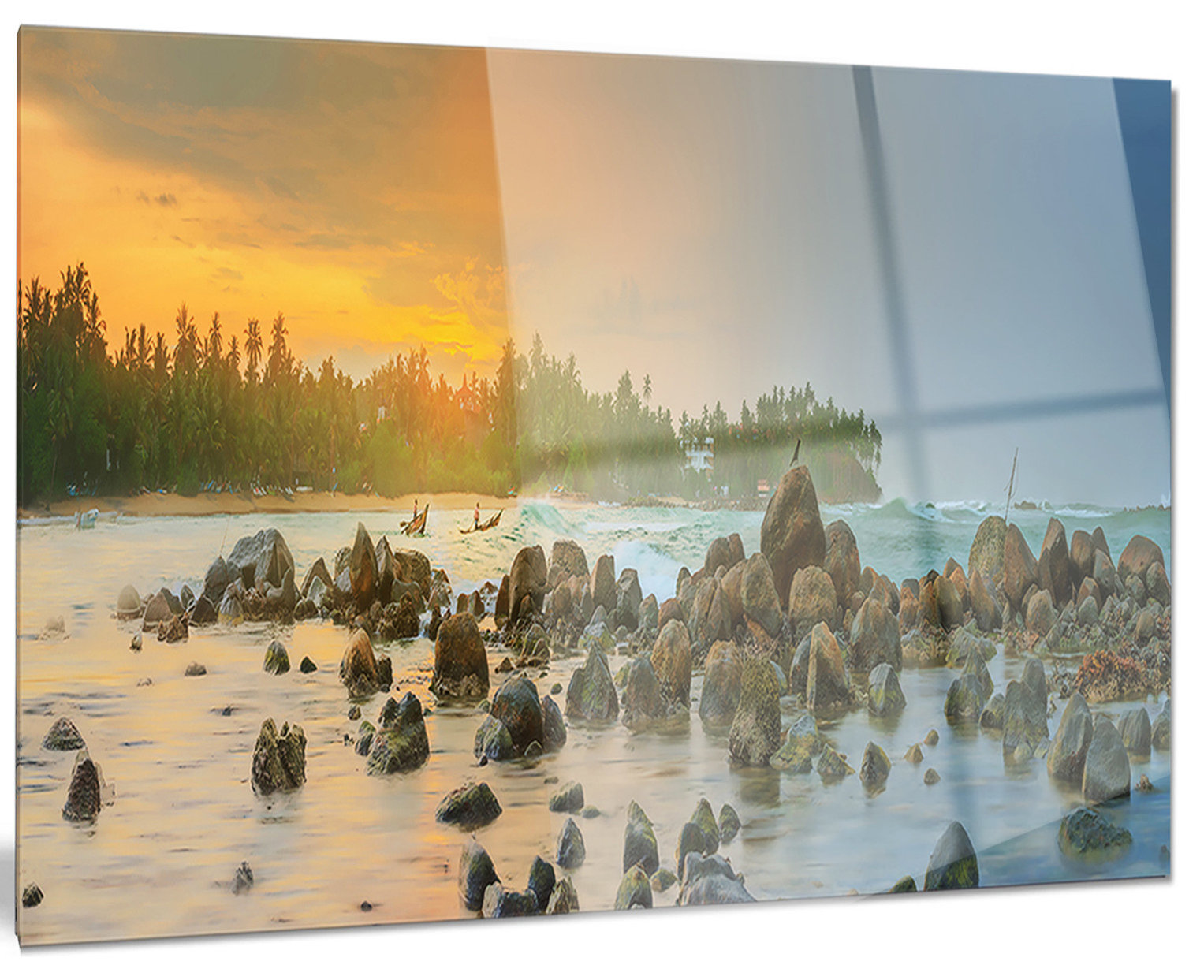 "Romantic Untouched Beach Sunset" Metal Wall Art, 28"x12" - Tropical ...