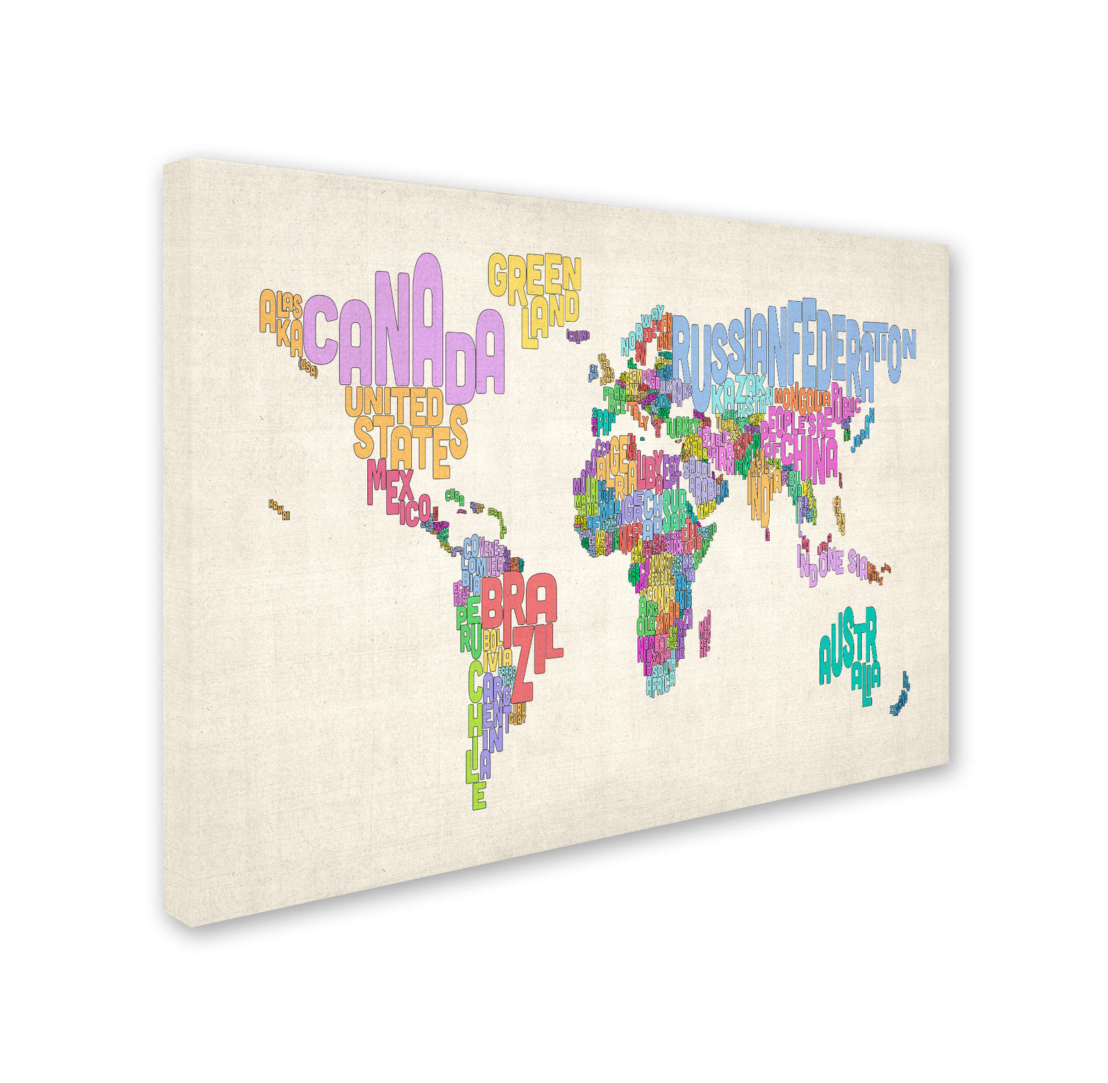 'World Text Map 5' Canvas Art by Michael Tompsett, 16" x 24 ...