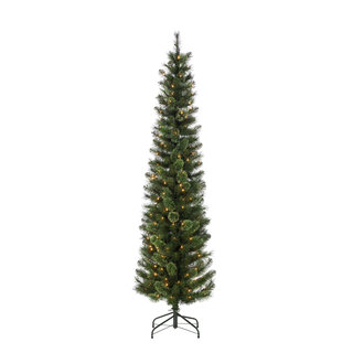 Hard Mixed Needle Cashmere Pencil Tree With 200 Clear Lights, 7.5 Foot ...