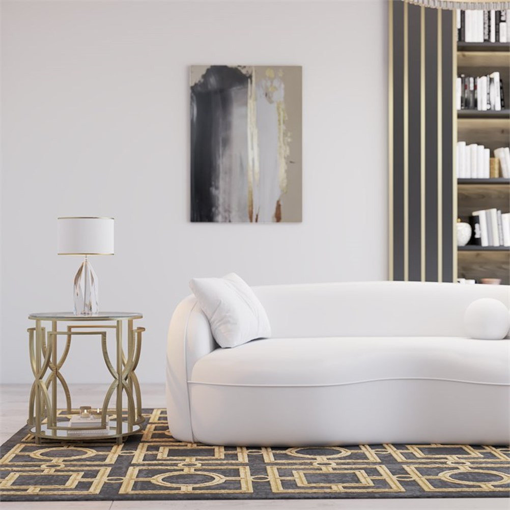 American Home Classic Edward Round Metal and Glass Side Table in ...