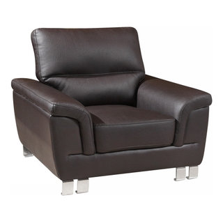 37" Brown Modern Leather Chair - Contemporary - Recliner Chairs - by ...