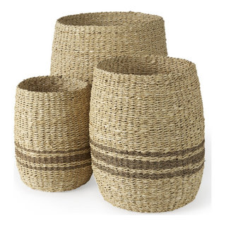 Set of Three Detailed Wicker Storage Baskets - Tropical - Baskets - by ...