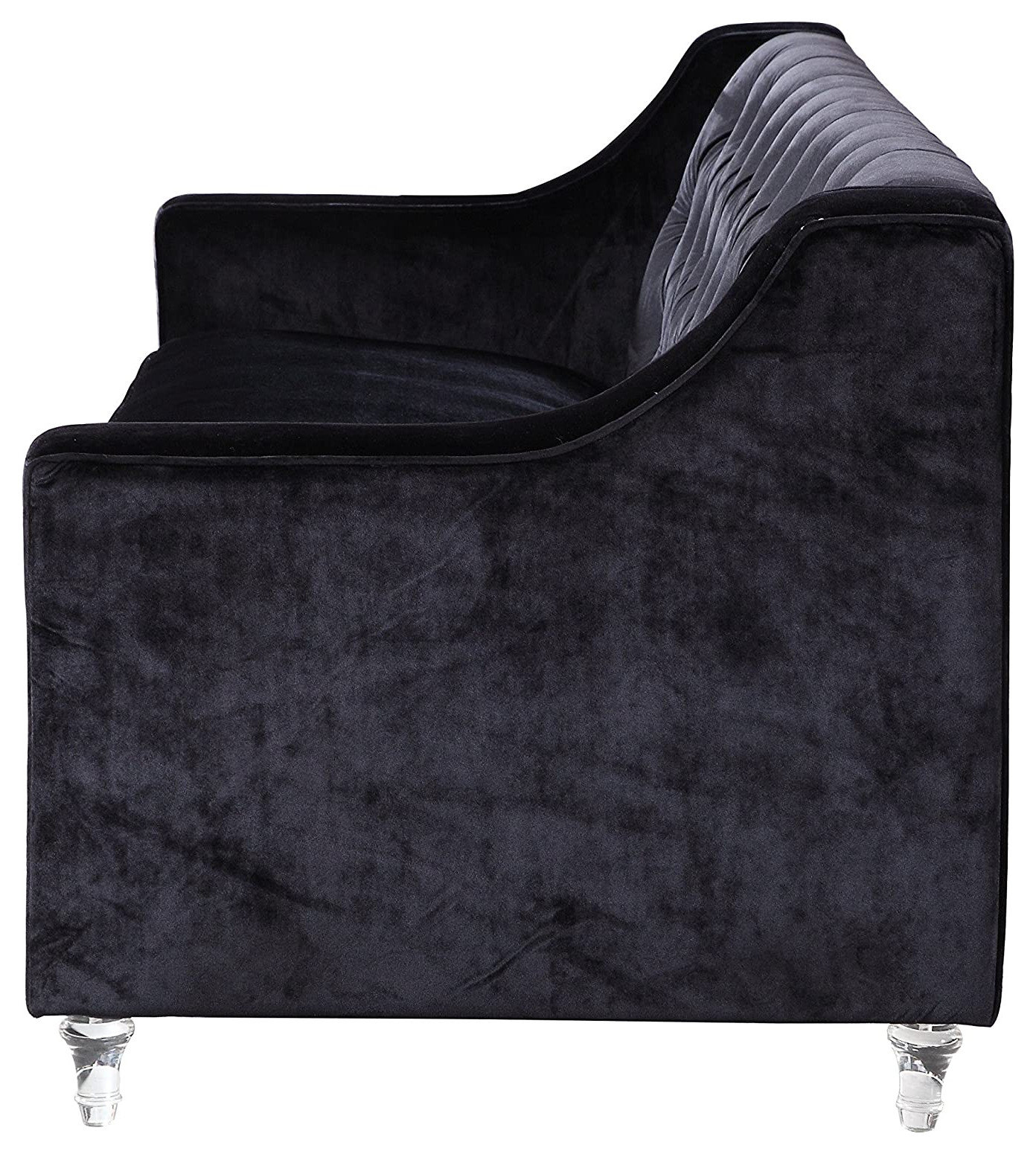 Contemporary Sofa, Velvet Seat With Button Tufted Back & Swoop Arms ...