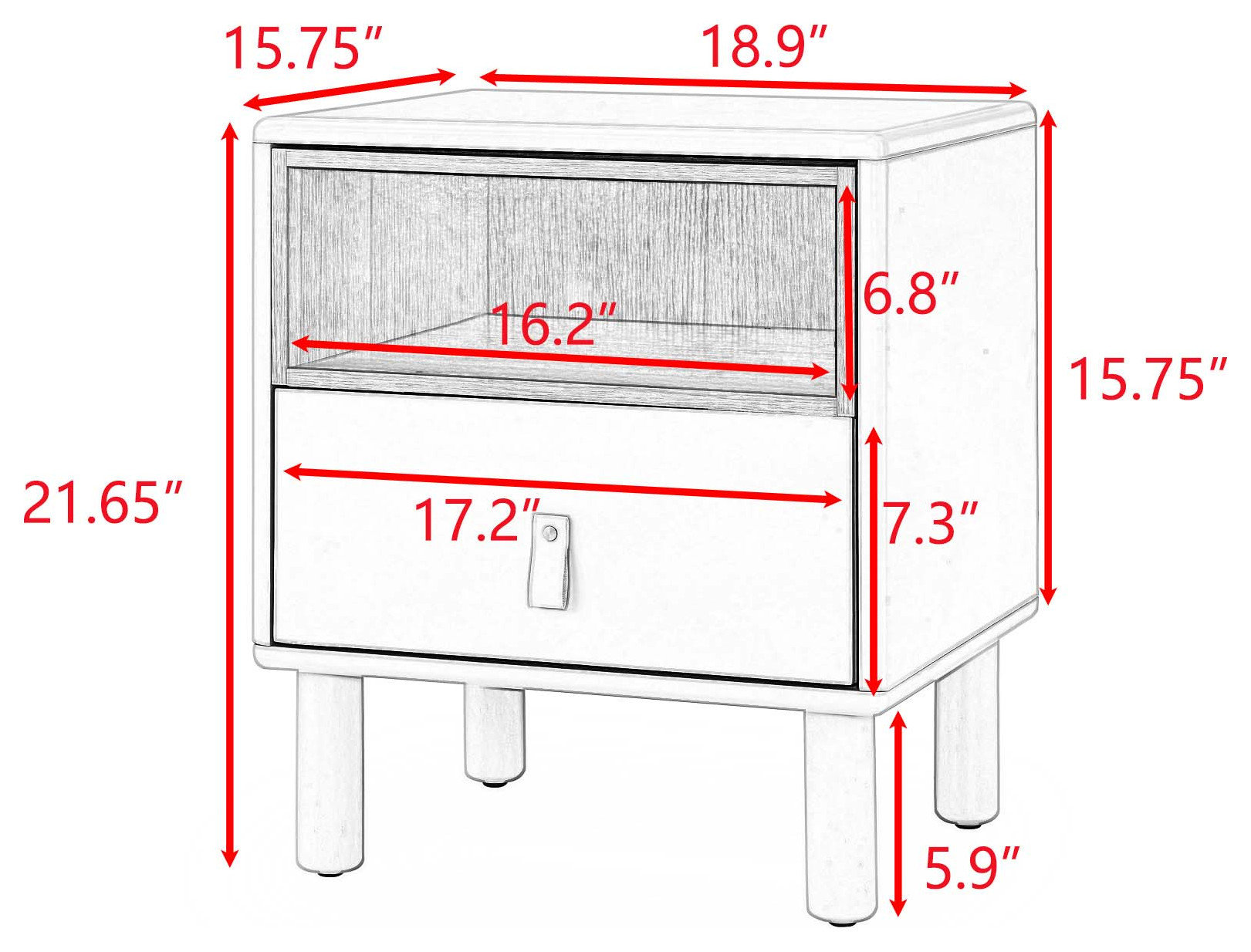 TATEUS Single drawer bedside table, modern style bedside table ...