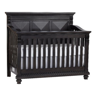 Pemberly Row Traditional Wood 4-in-1 Lifetime Crib in Bittersweet ...