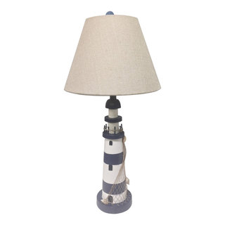 Lighthouse 30" Blue/White Resin With USB, Set of 2 - Beach Style - Lamp ...