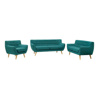 Marcy Teal 3 Piece Living Room Set - Contemporary - Living Room ...