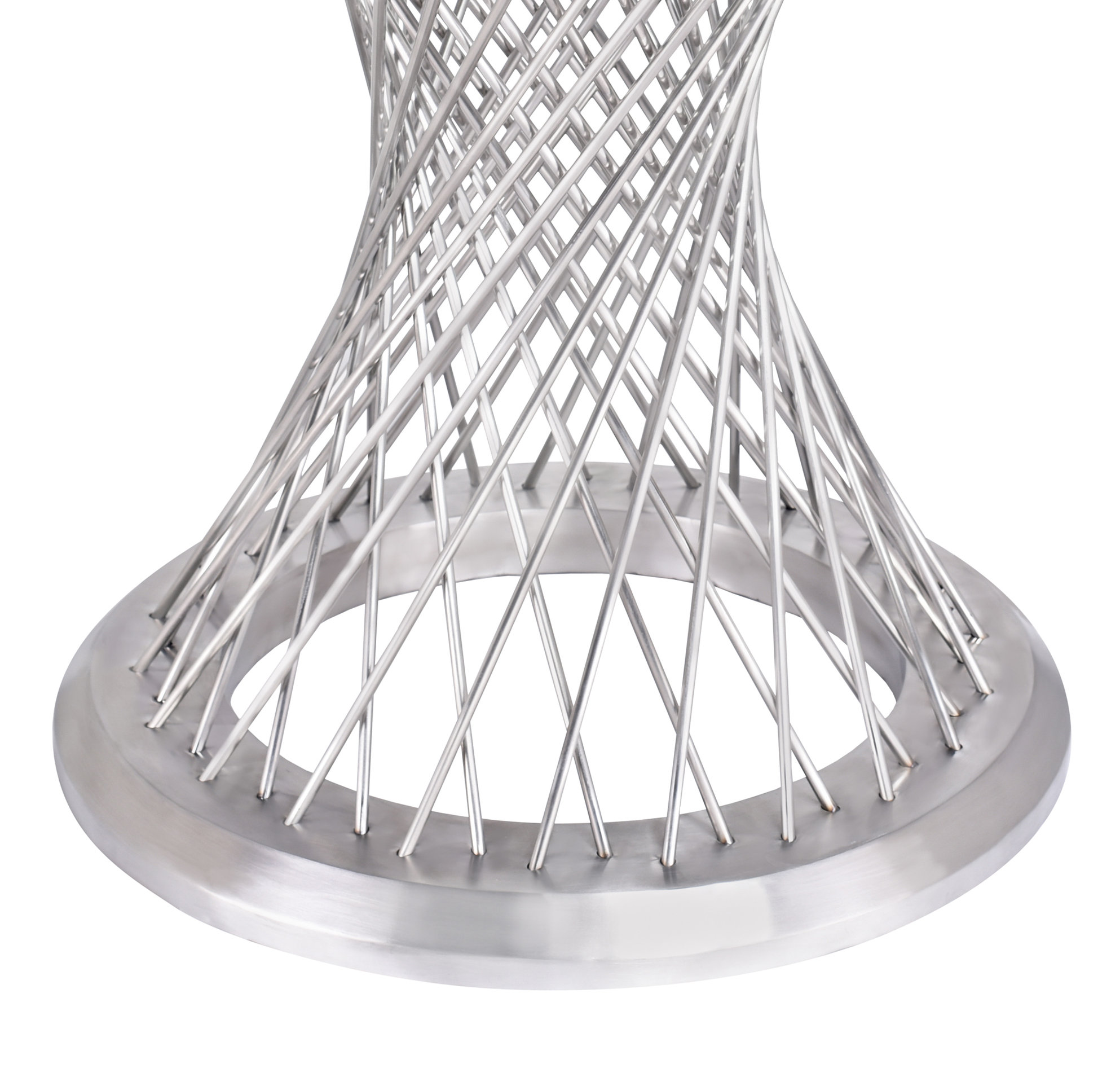 Gale Dining Table, Brushed Stainless Steel With Clear Tempered Glass ...