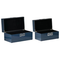 A&B Home Modern Blue Decorative Boxes With Silver Accent Set Of 2 ...