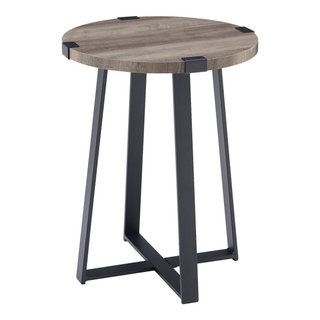 18" Metal Wrap Round Side Table - Industrial - Side Tables And End ...