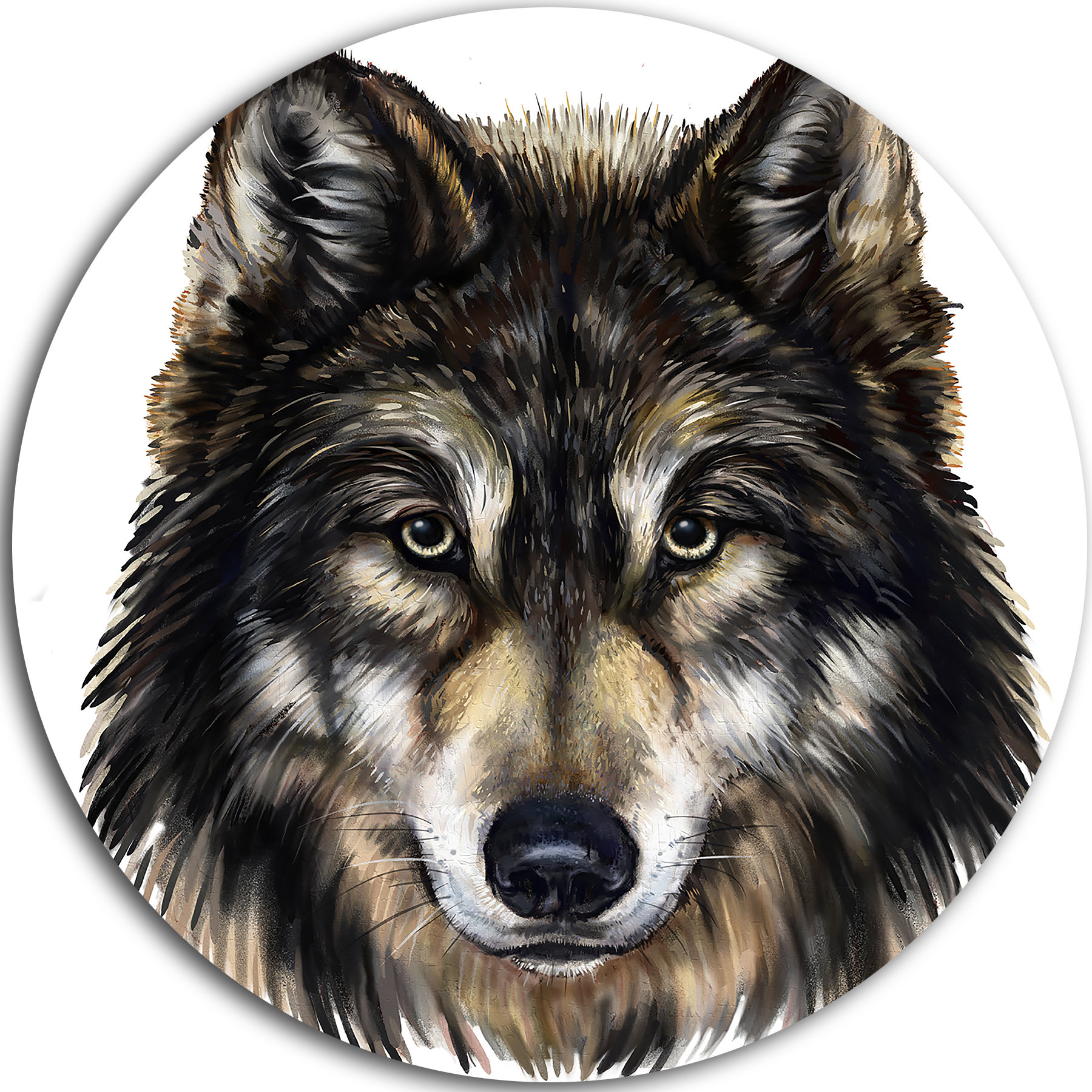 Wolf Head, Animal Large Disc Metal Wall Art, Disc of 23 inch - Rustic ...