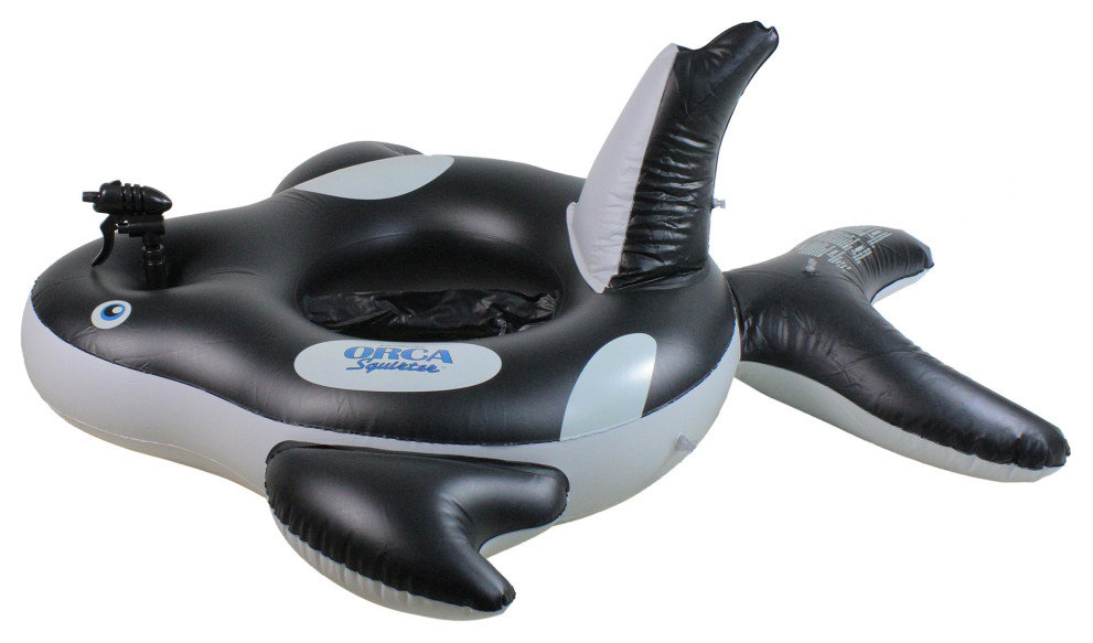 10" Inflatable Black and White Orca Whale Squirter Swimming Pool Float ...