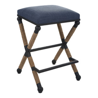 Firth Rustic Navy Counter Stool - Beach Style - Bar Stools And Counter ...