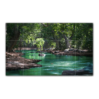 River Ceramic Tile Wall Mural HZ500908, 30" Wide x 18" High - Rustic ...