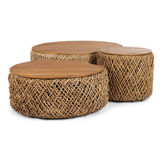 Round Abaca Coffee Table Set (3) | dBodhi Knut - Tropical - Coffee ...