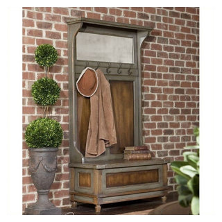 Uttermost Riyo Wood Distressed Hall Tree in Charcoal Gray and Honey ...