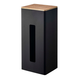 Yamazaki Home Two-Sided Tissue Case, Steel + Wood - Contemporary ...
