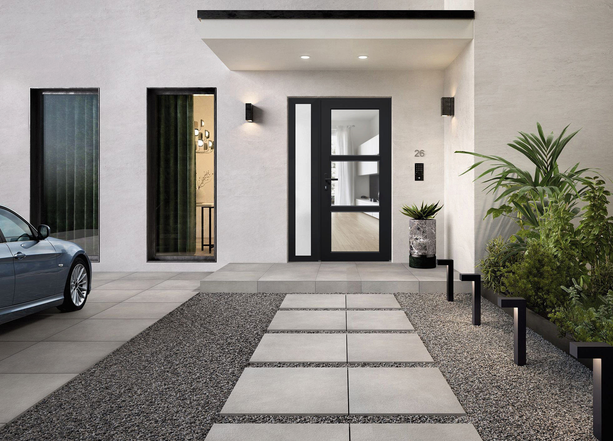 Exterior Prehung Door Clear Glass See-through Manux 8555 Matte Black ...