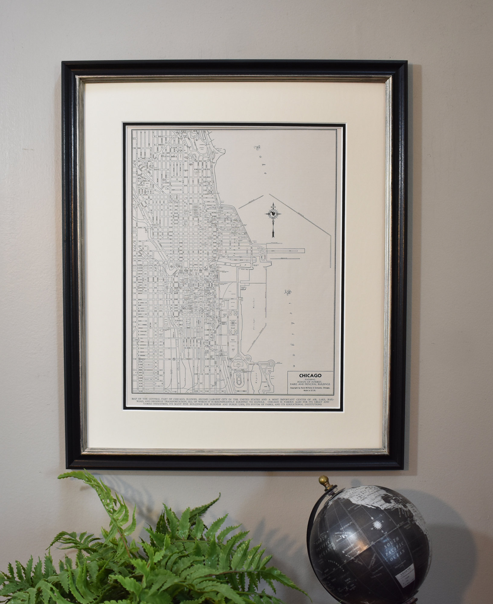 Vintage Chicago, Illinois Map, Framed Original Chicago Map- Authentic ...