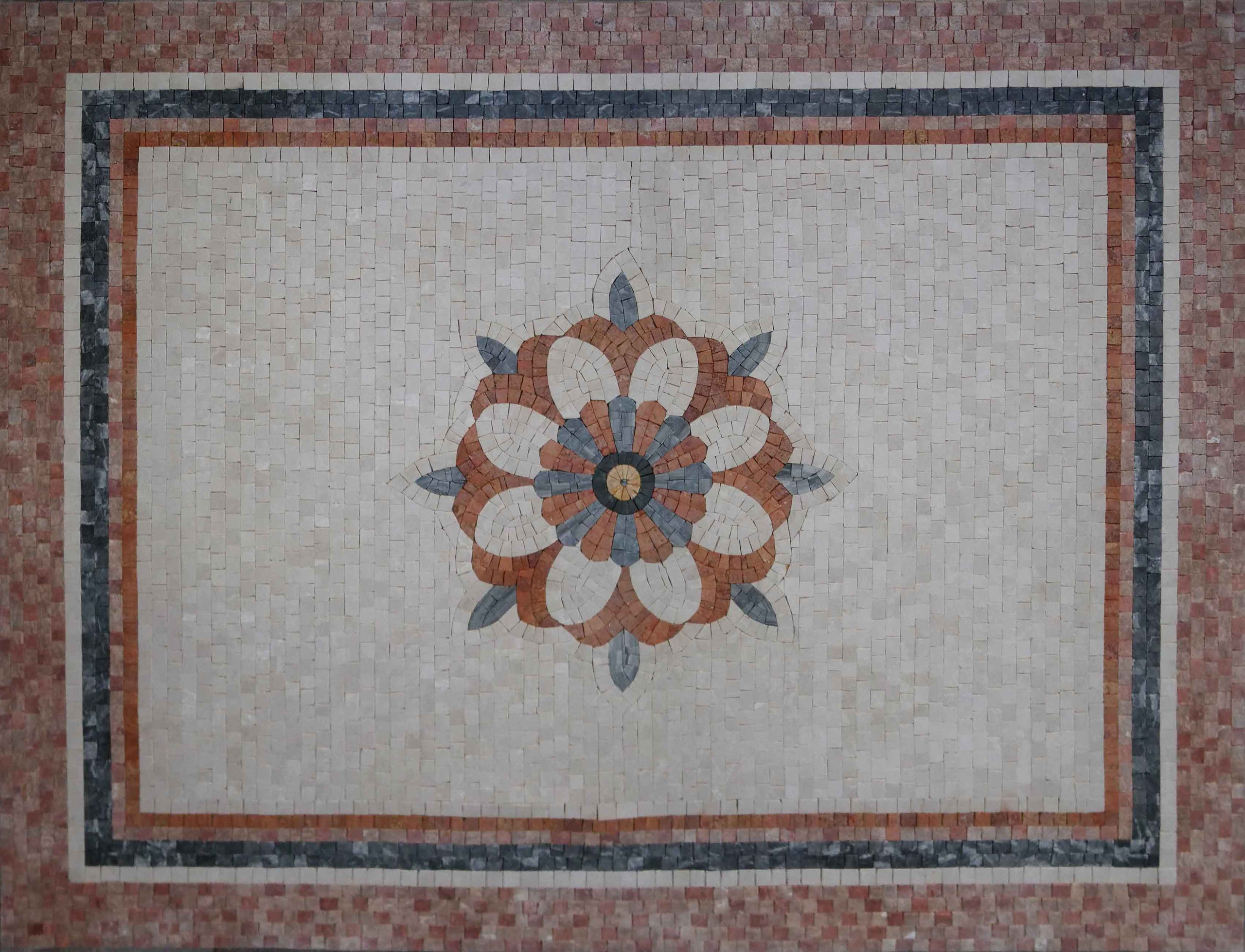 Geometric Blooming Flower Mosaic Artwork, 79" x 60" - Contemporary ...