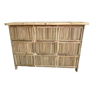 Bamboo Bar Counter With Door, 24"W X 64"L X 44"H - Asian - Outdoor Pub ...