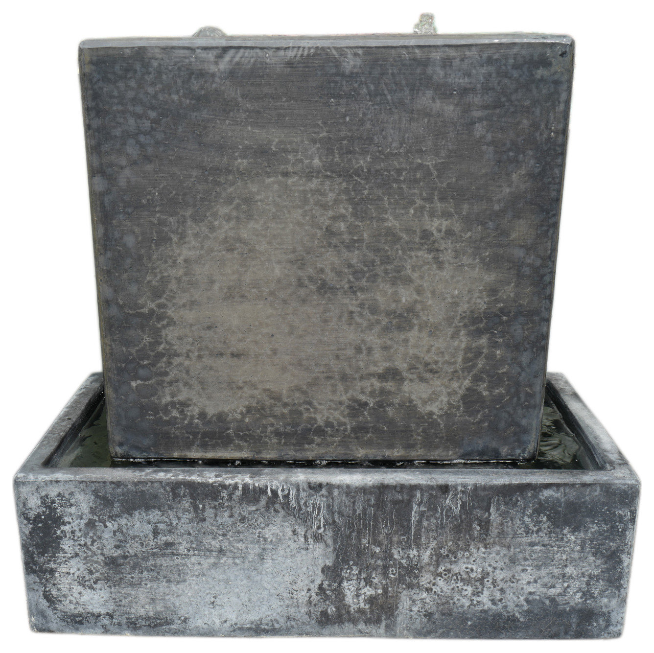 Modern Slate Grey Box Fountain - Industrial - Outdoor Fountains And ...