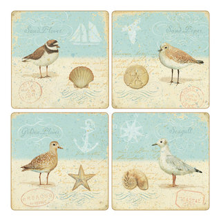 Natural Seashore Stone Coasters, Set of 8, 4.5x1.38x1.38 - Beach Style ...