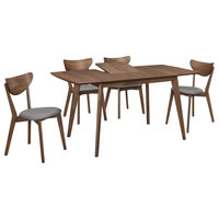 Coaster Alfredo 5-piece Wood Dining Room Set Natural Walnut and Gray - Midcentury - Dining Sets ...