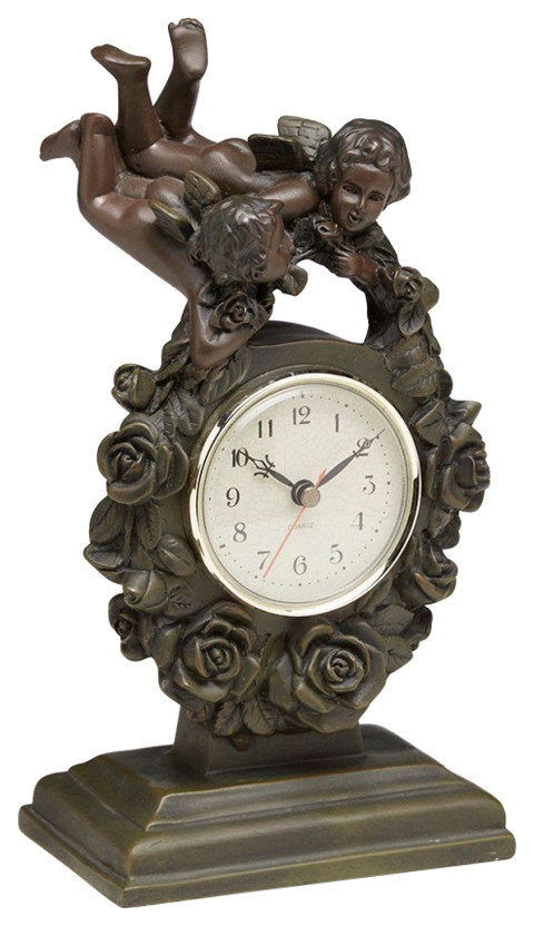 Resin Table Clock, Green/Brown - Traditional - Desk And Mantel Clocks ...