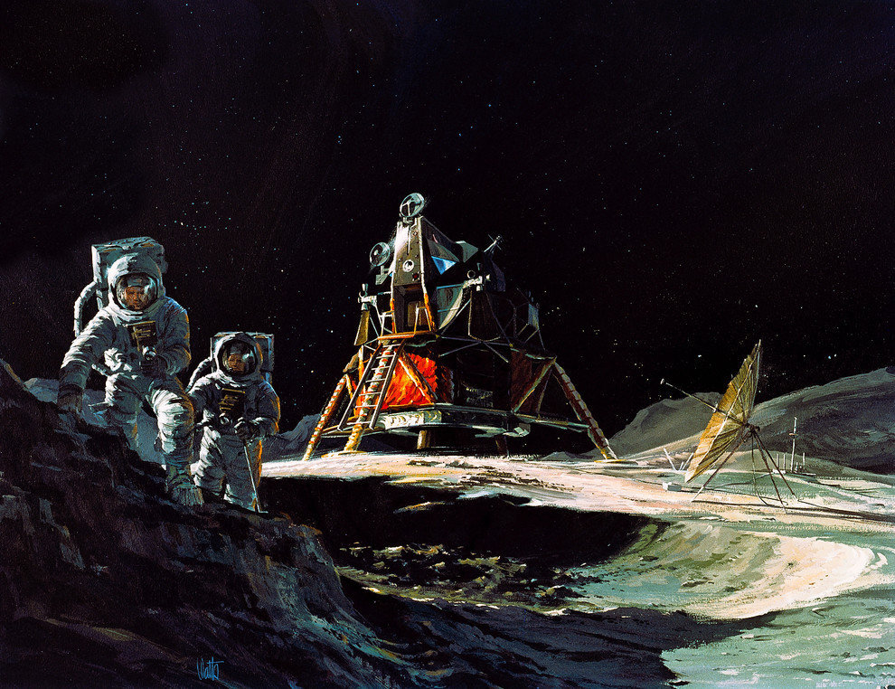 Apollo 13 Astronauts Explore Moon Print, 17" x 22" - Contemporary ...