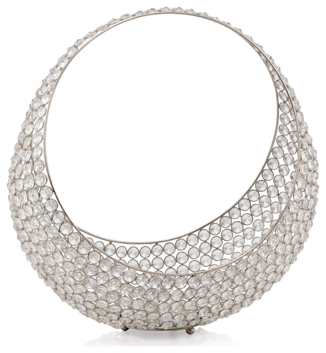 16" Silver and Faux Crystal Bling Ring Basket - Contemporary - Baskets ...