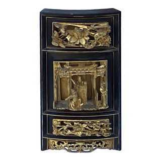 Vintage Chinese 3D Golden Lacquer Wood Carving Opera Scene Wall Panel ...