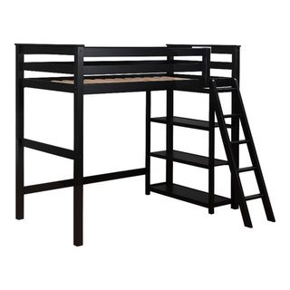 Coaster 3-Shelf Transitional Wood Twin Workstation Loft Bed in Black ...