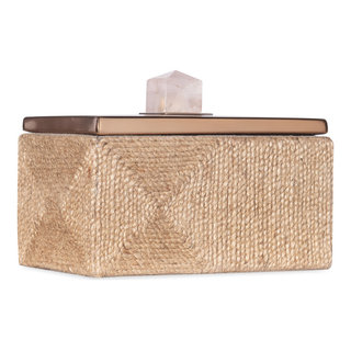 Natural Rope Box With Rose Quartz Pyramid Handle Small - Beach Style ...