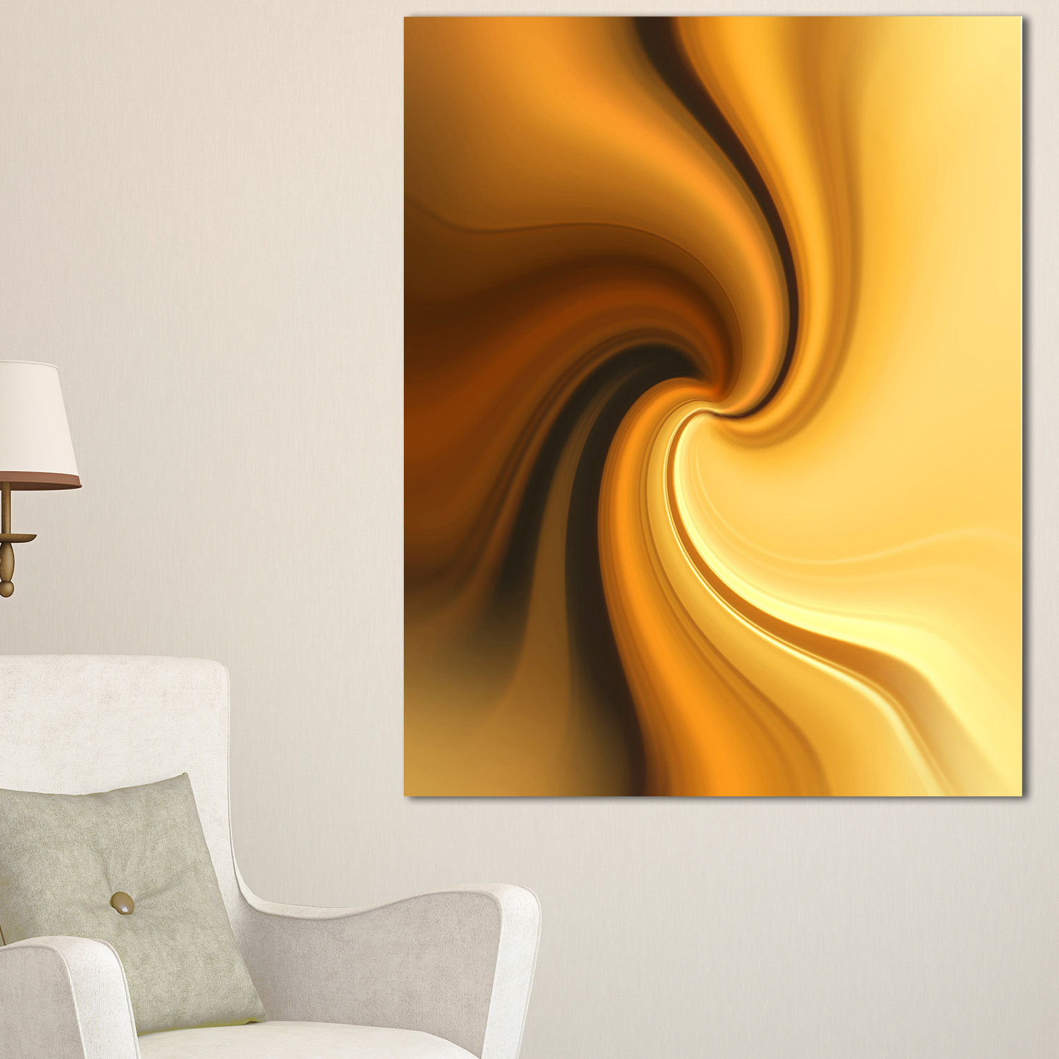 "Brown Waves Curved Texture" Abstract Digital Art Canvas Print, 20"x40 ...
