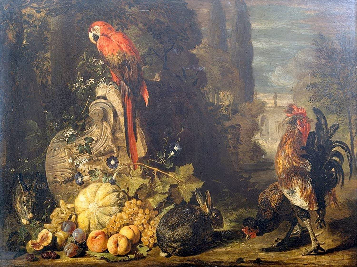 Tile Mural STILL LIFE OF A MELON PEACHES Backsplash, Ceramic Glossy ...