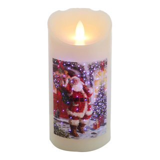 Kurt Adler 7" Battery-Operated Fiberoptic LED Santa Wax Candle, 7 ...