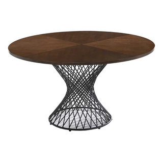 Limari Home Theresa Modern Wood & Metal Table with Pedestal leg in ...